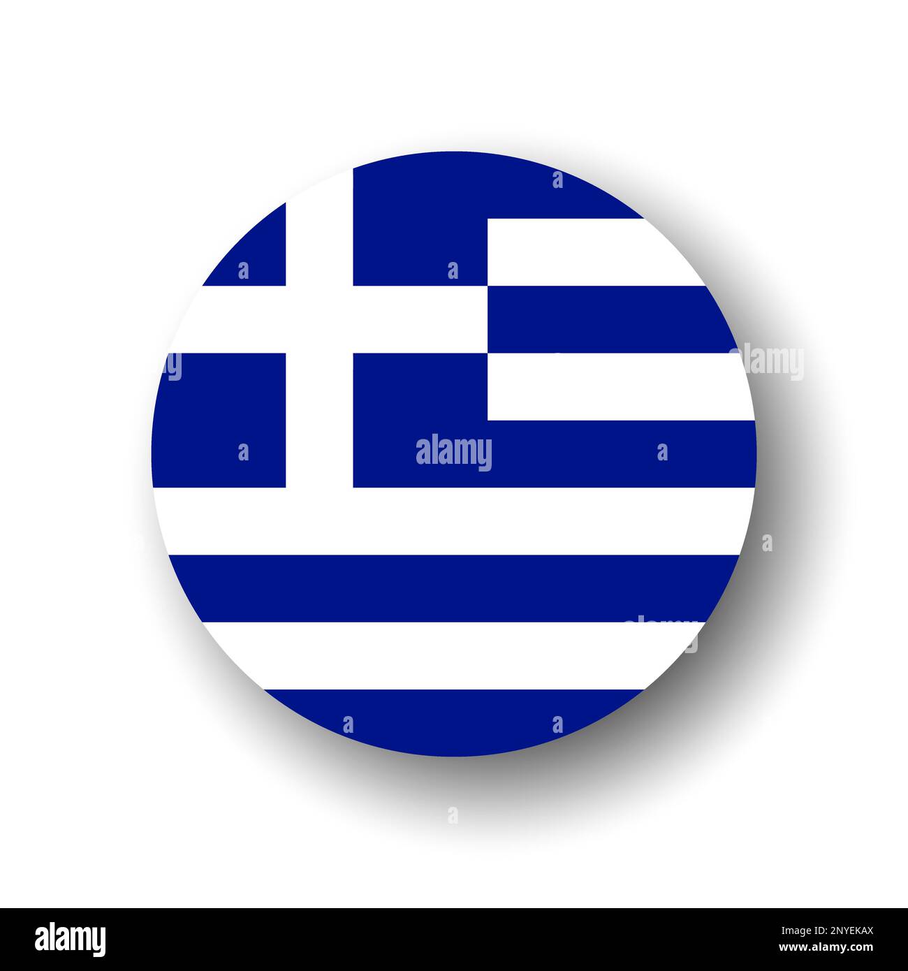 Greece flag - flat vector circle icon or badge with dropped shadow ...