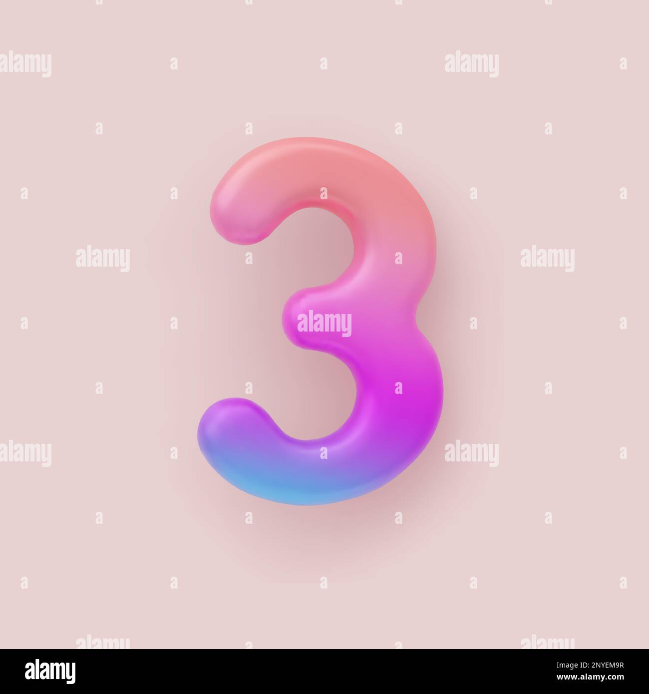 3D Colorful Gradient number 3 on a light background Stock Vector Image ...