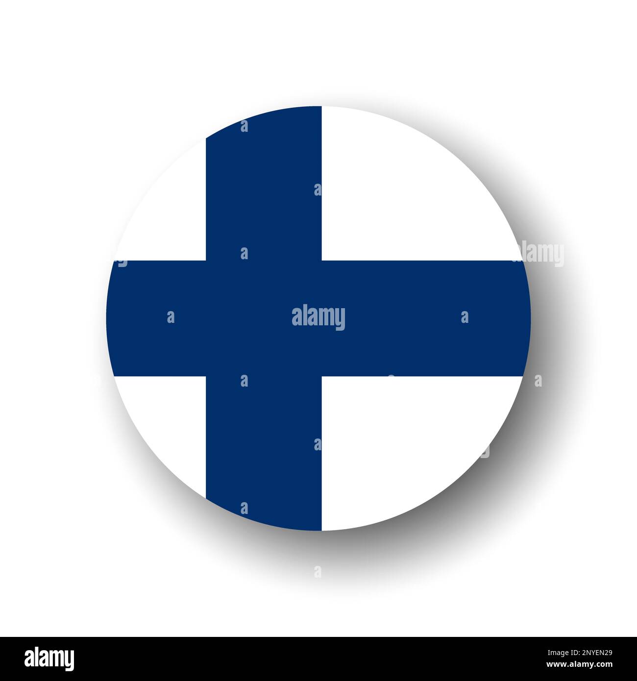 Finland flag - flat vector circle icon or badge with dropped shadow ...