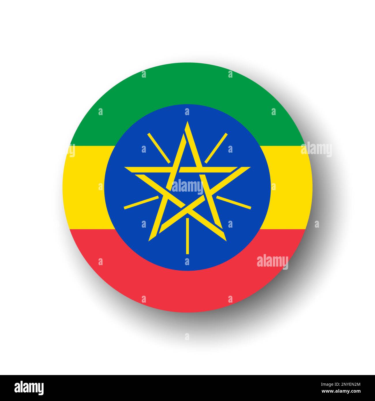 Ethiopia flag - flat vector circle icon or badge with dropped shadow ...