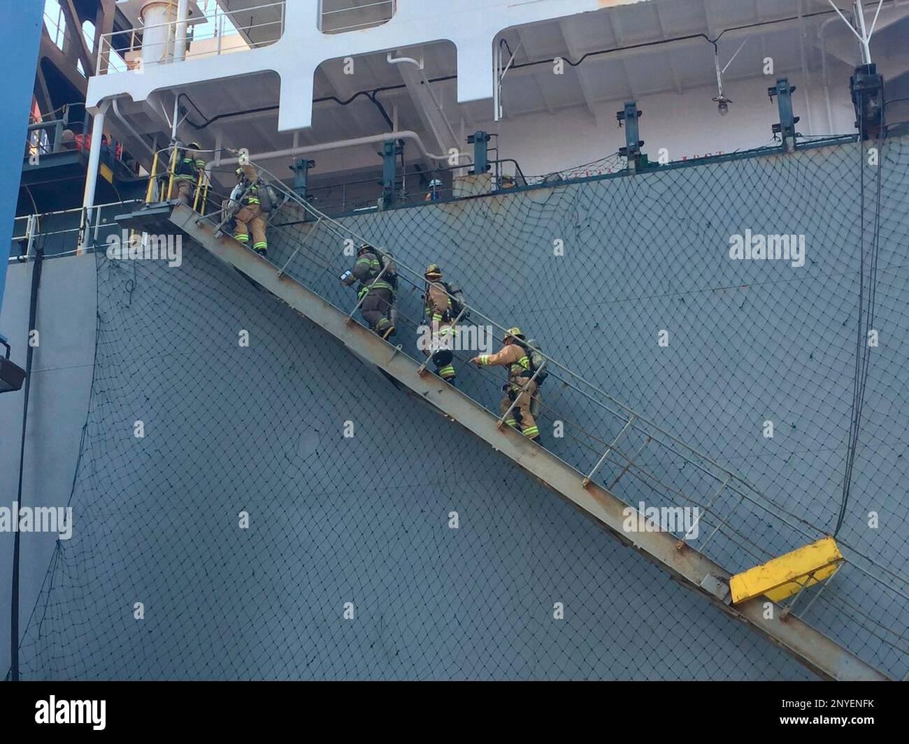 This photo courtesy of the Long Beach Fire Department shows ...