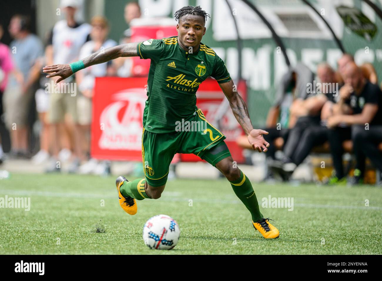 Portland Timbers D Alvas Powell (2) during the MLS soccer game between ...