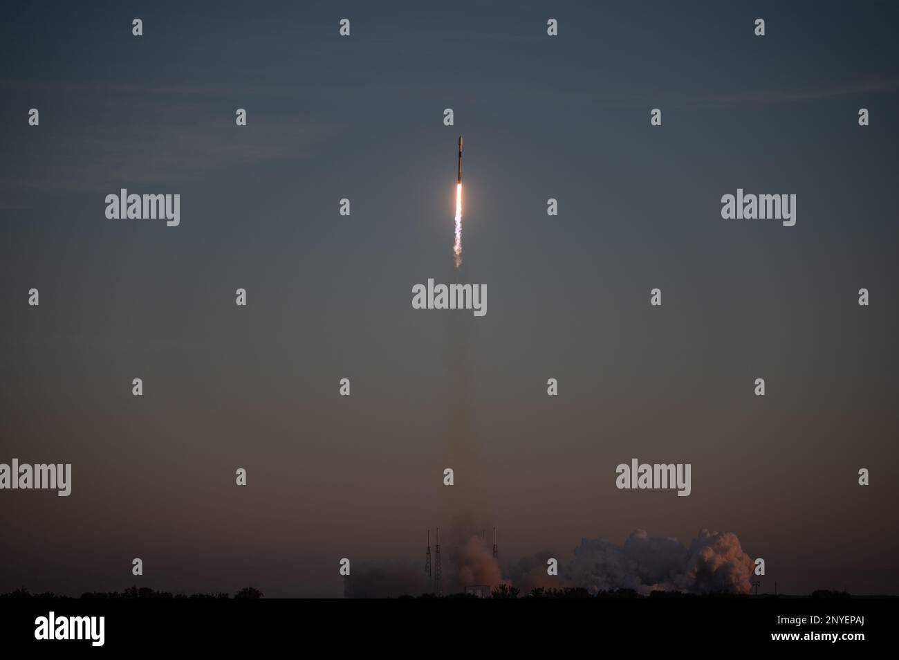 A SpaceX Falcon 9 rocket carrying the GPS III SV06 payload launches ...