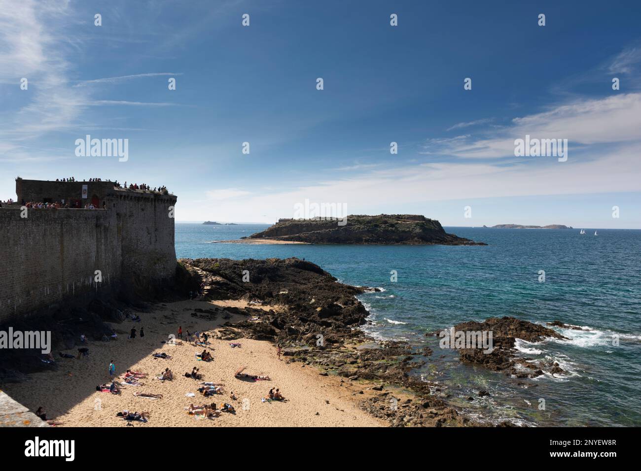 Grand Bé, tidal island with an old fort and the tomb of Chateaubriand ...