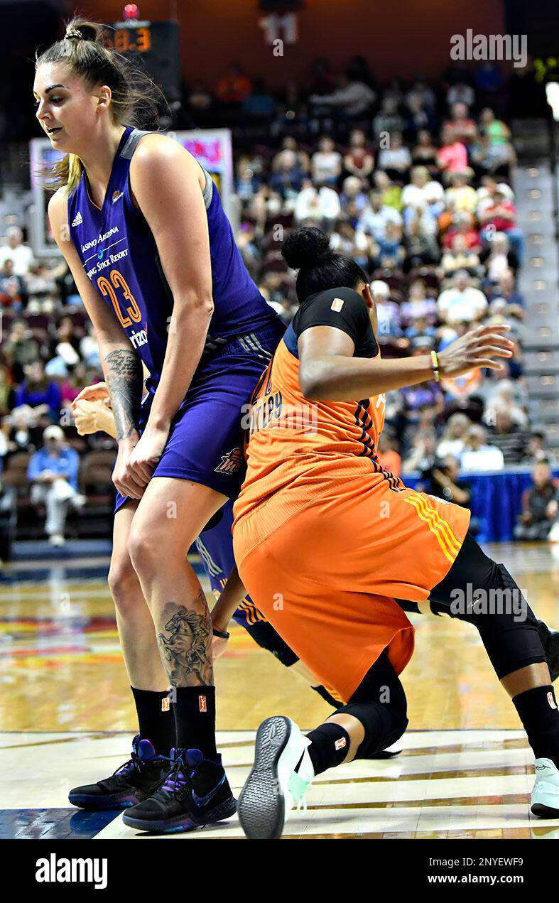 Aug.4, 2017: Phoenix Mercury forward, Cayla George, puts a block on ...