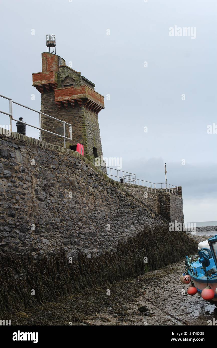 LYNMOUTH, DEVON, UK - JANUARY 29, 2017 old lighthouse at Lynmouth ...