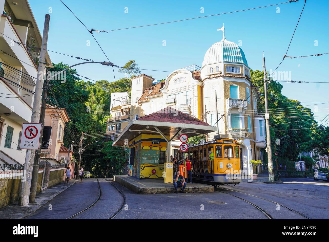 Rio De Janeiro, Brazil. 1st Mar, 2023. A sightseeing trolly bus stops ...