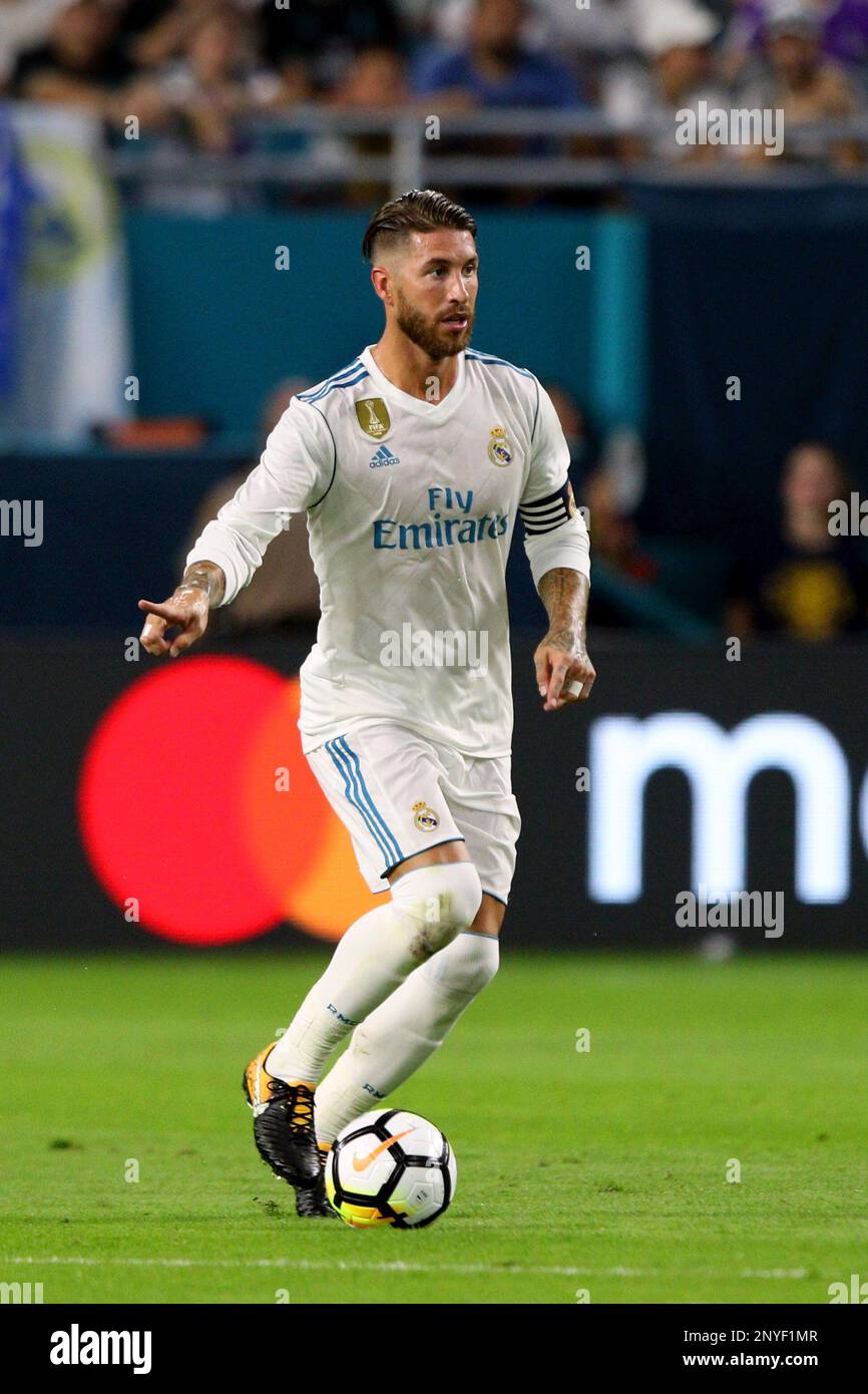 MIAMI GARDENS, FL - JULY 29: Real Madrid defender Sergio Ramos (4) in ...