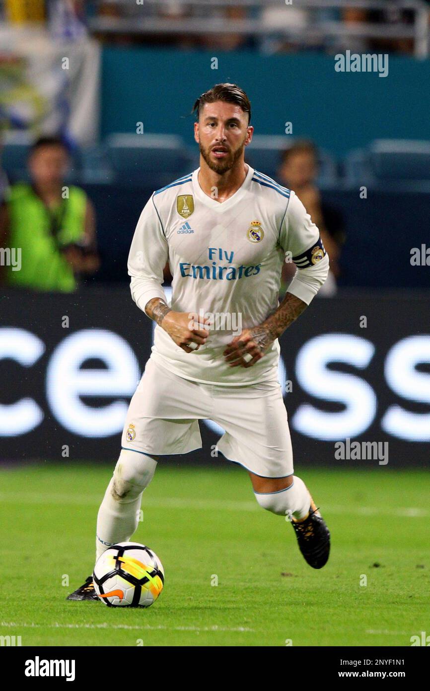 MIAMI GARDENS, FL - JULY 29: Real Madrid defender Sergio Ramos (4) in ...