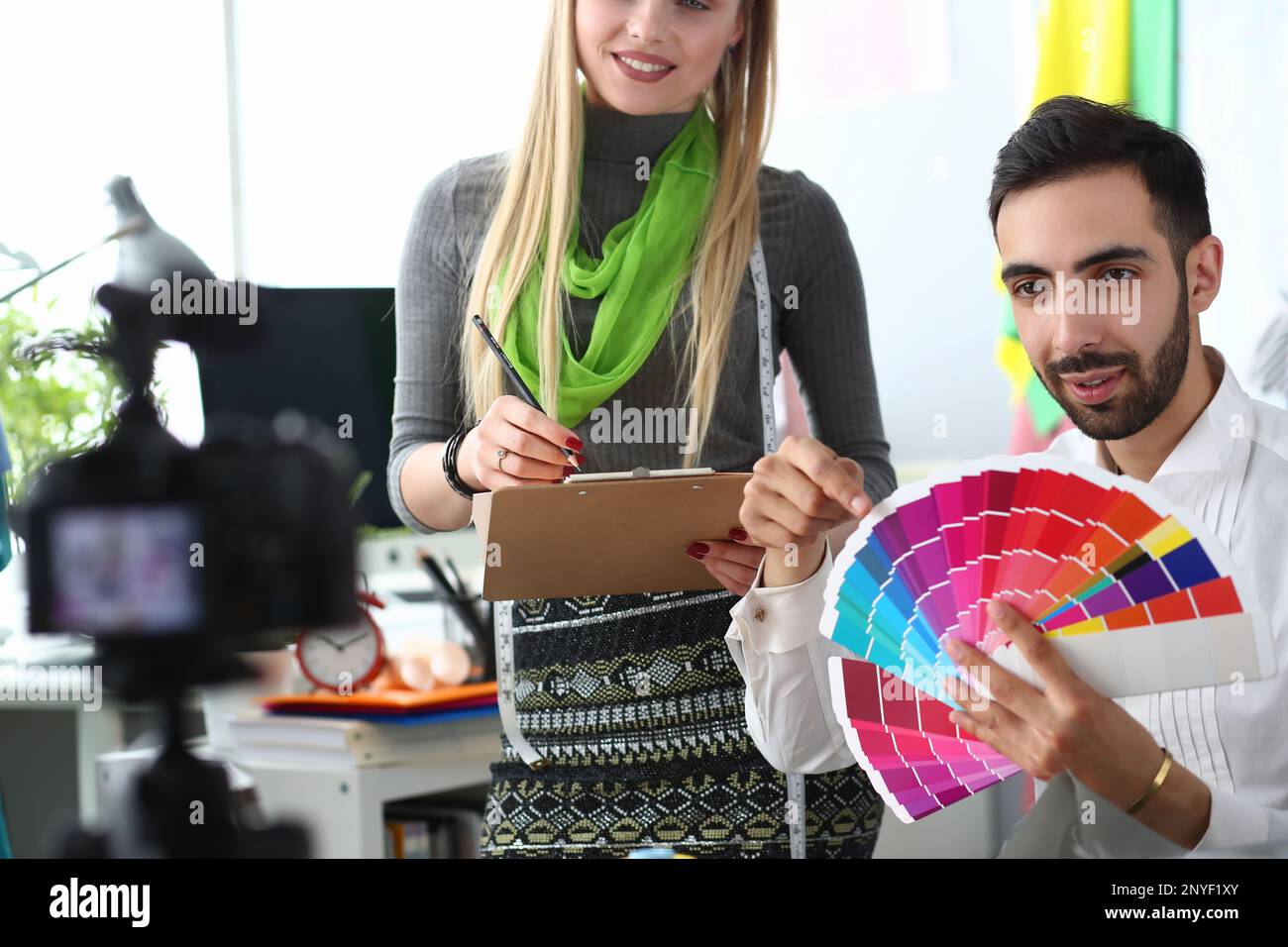 Man chooses designer color palette hi-res stock photography and images ...