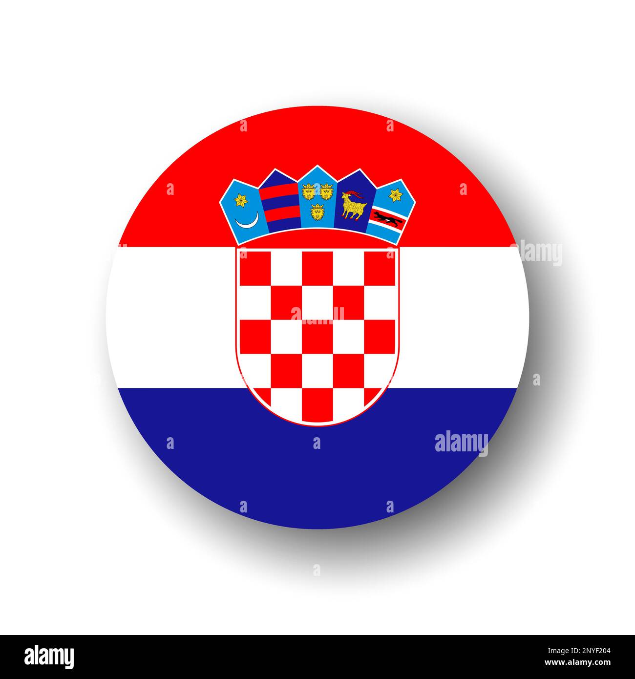 Croatia flag - flat vector circle icon or badge with dropped shadow ...