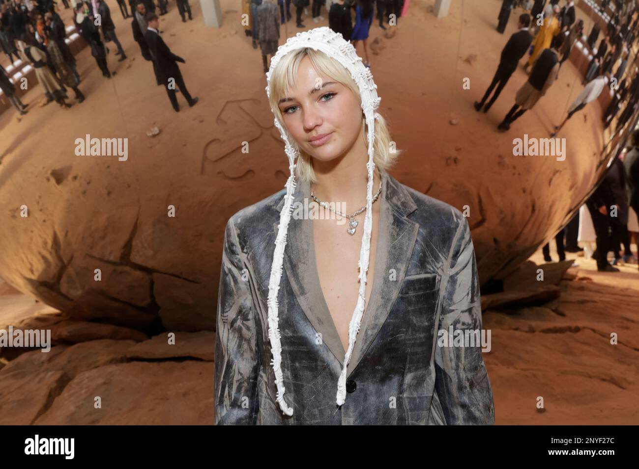 Mia Regan poses before the Off-White Fall/Winter 2023-2024 ready-to ...