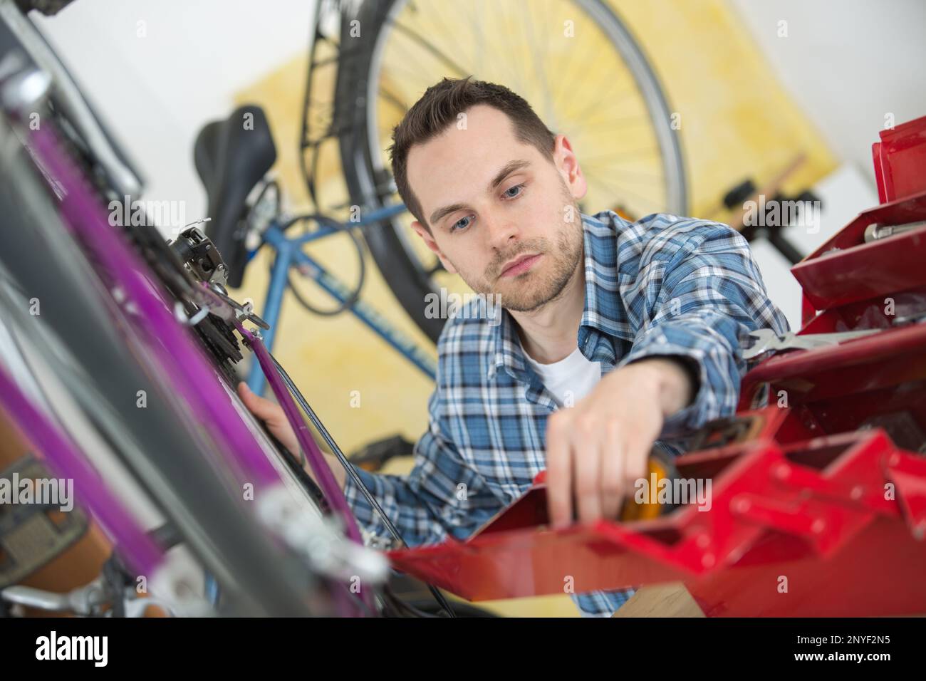 bike repairing spare parts and tools box Stock Photo - Alamy