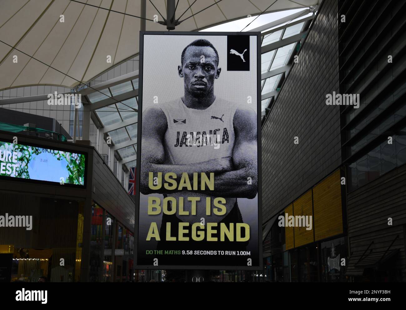 Puma advertisement featuring Usain Bolt (JAM) with the slogan "Usain ...