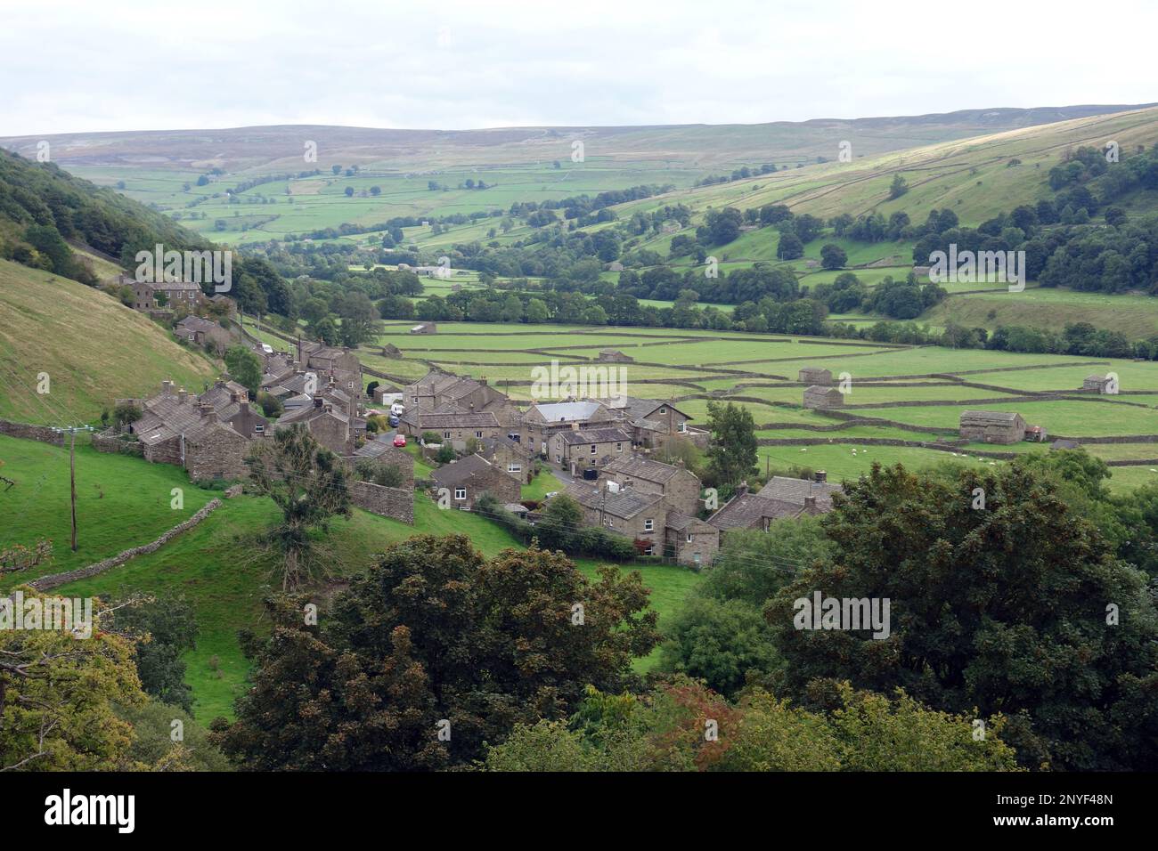 The Small Village of Gunnerside in Swaledale from the Path to Knot Top ...