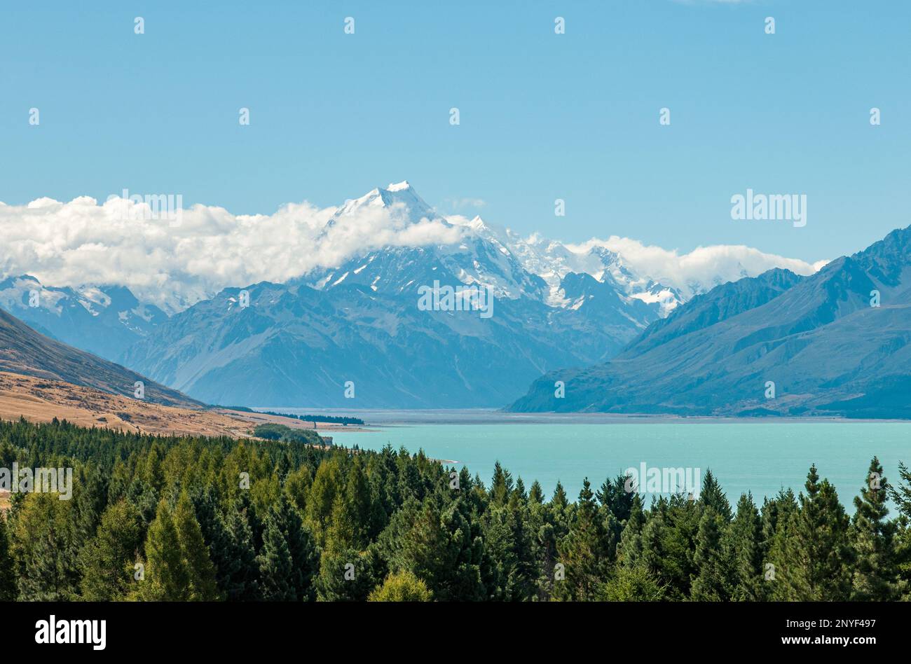 Lake Pukaki and Mount Cook, South Island, New Zealand Stock Photo - Alamy