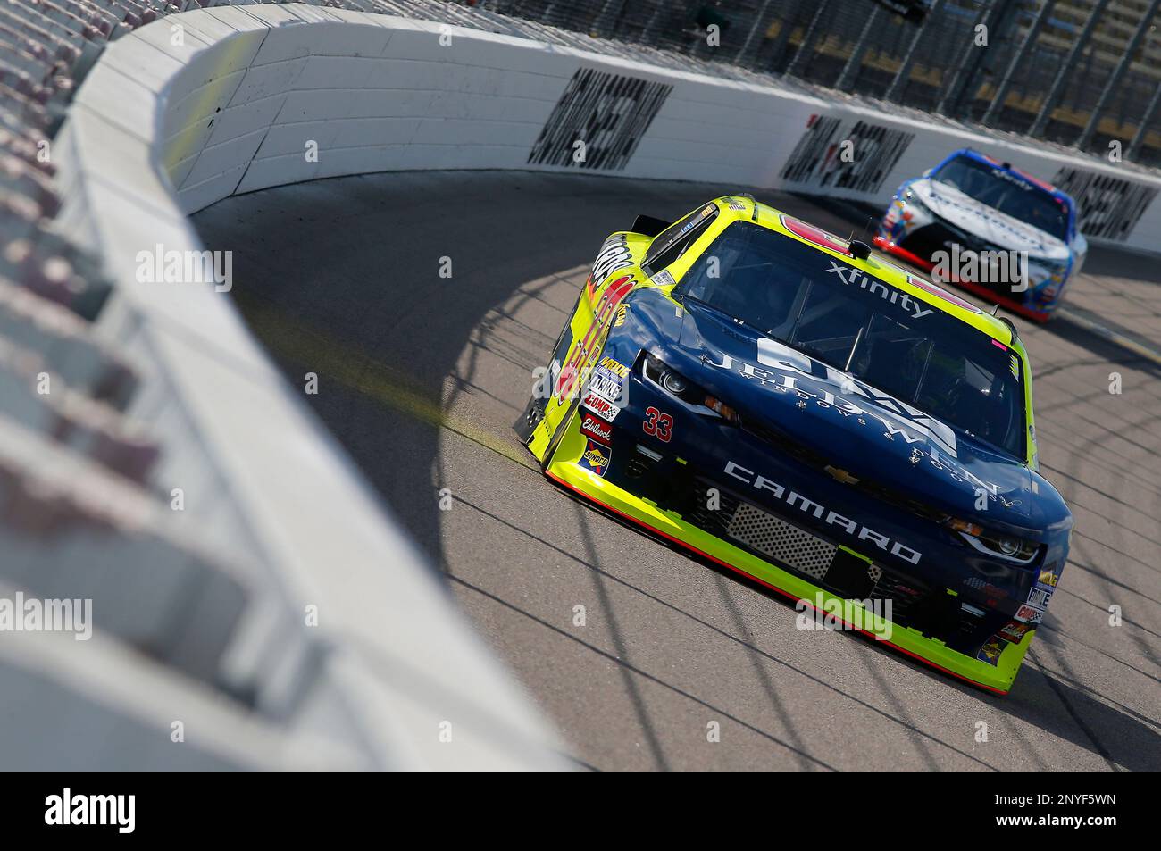 Brandon Jones (33) and Ryan Preece (20) during practice for the NASCAR ...