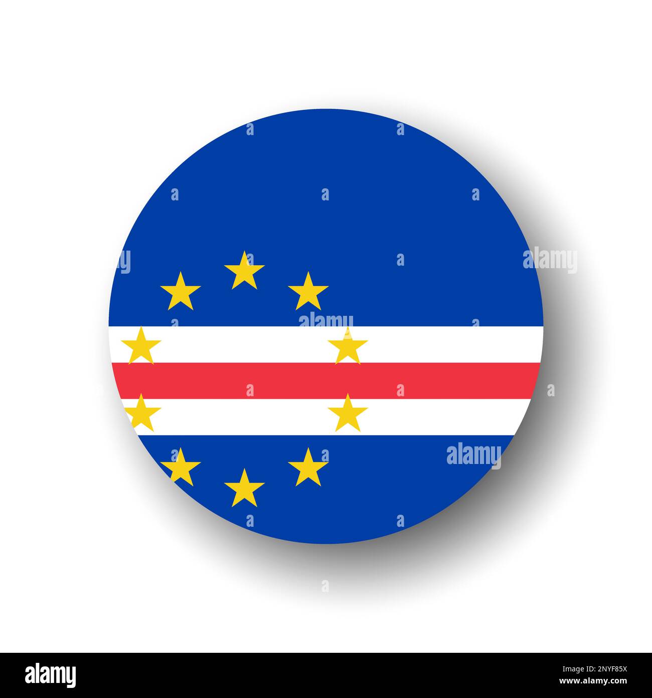 Cape Verde flag - flat vector circle icon or badge with dropped shadow ...