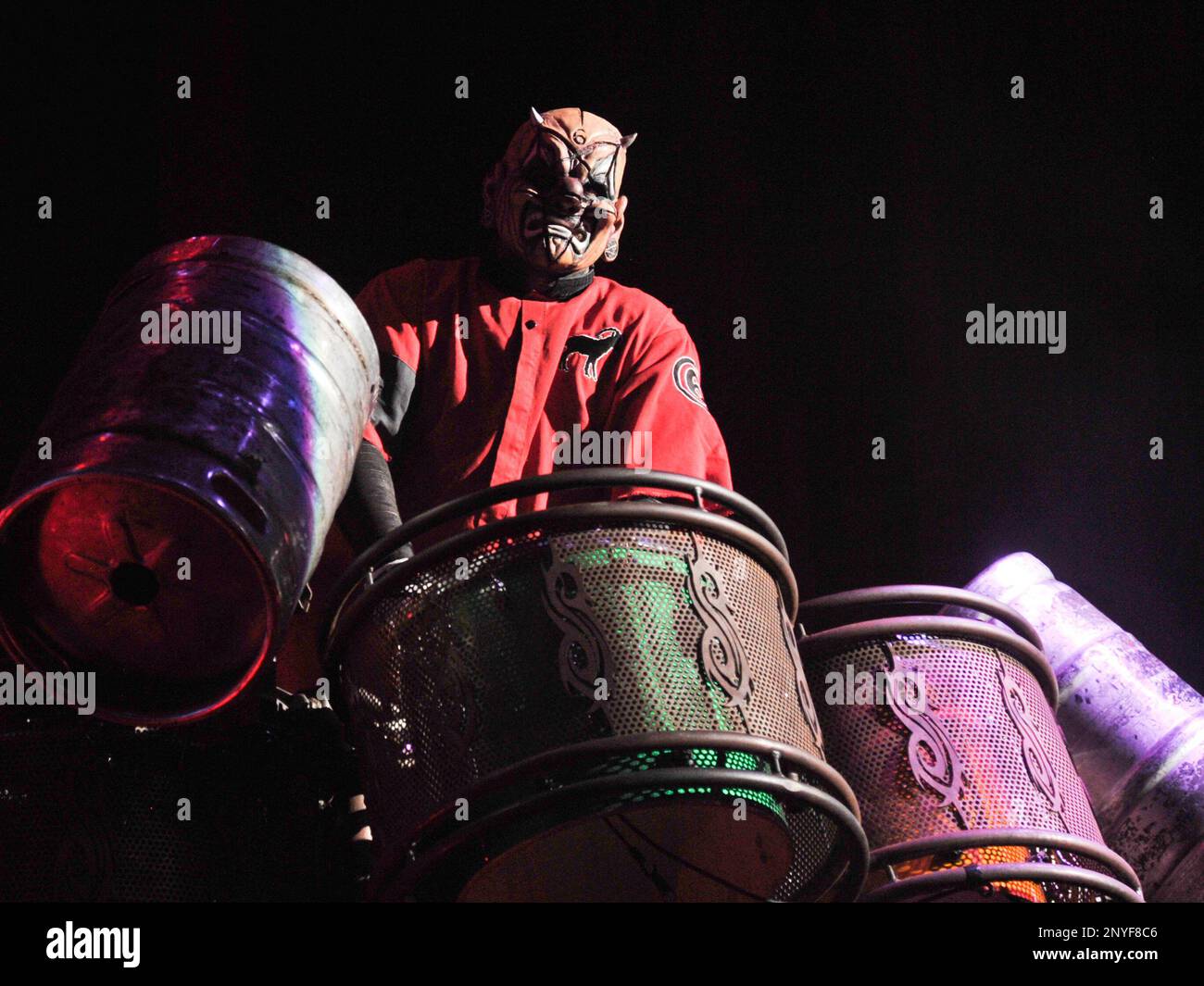Shawn Crahan, also known as Clown, of Slipknot performs during the ...