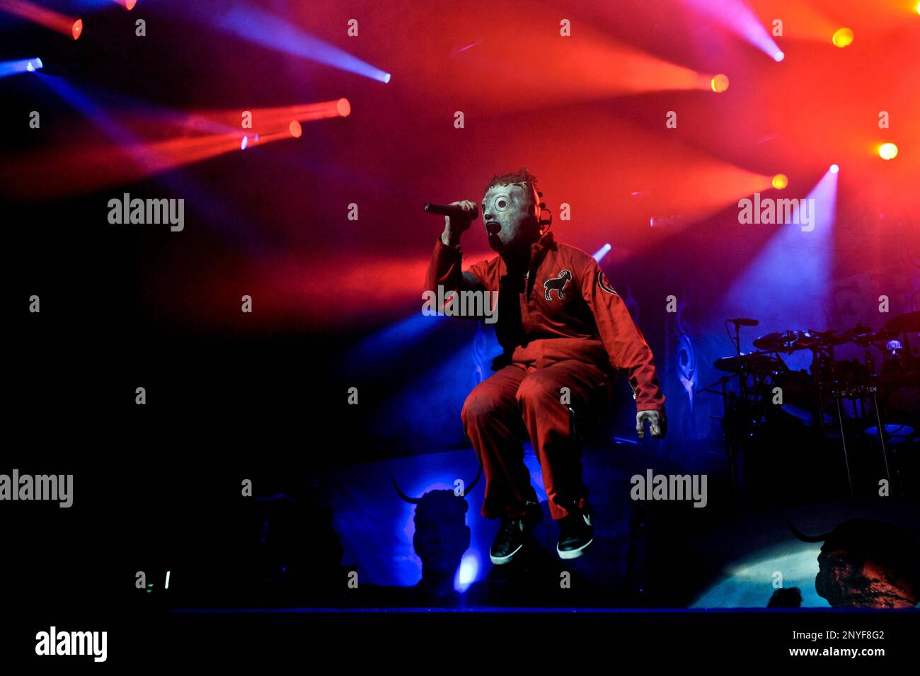 Corey Taylor of Slipknot performs during the Mayhem Music Festival at Riverbend Music Center on ...