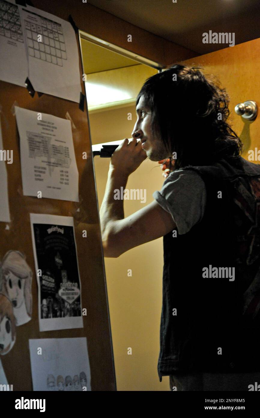 Cameron Liddell of Asking Alexandria backstage during the Mayhem Music ...
