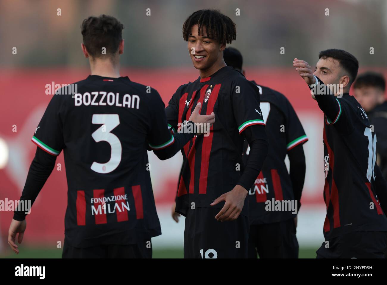 Milan, Italy, 28th February 2023. Kevin Zeroli of AC Milan celebrates ...