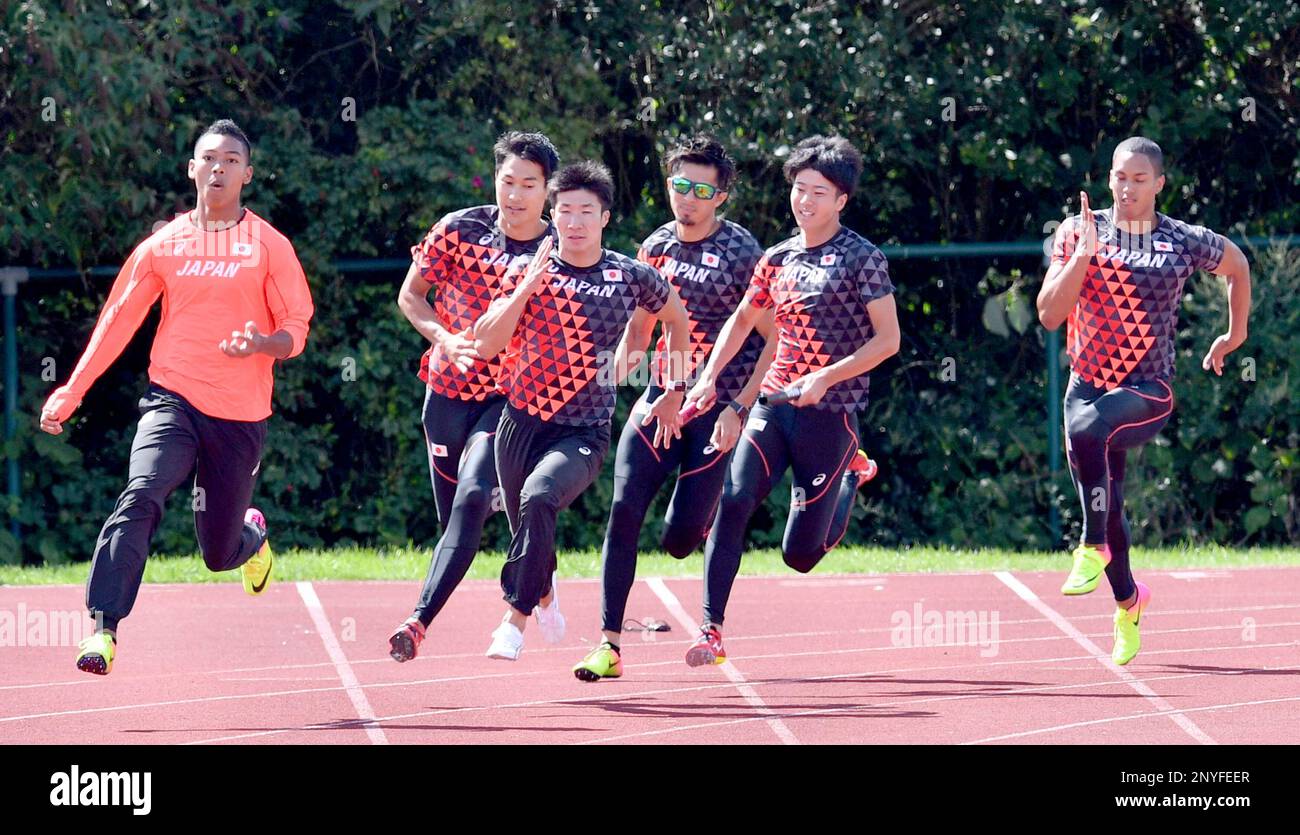 Japanese national sprint team members (L-R) Abdul Hakim Sani Brown ...