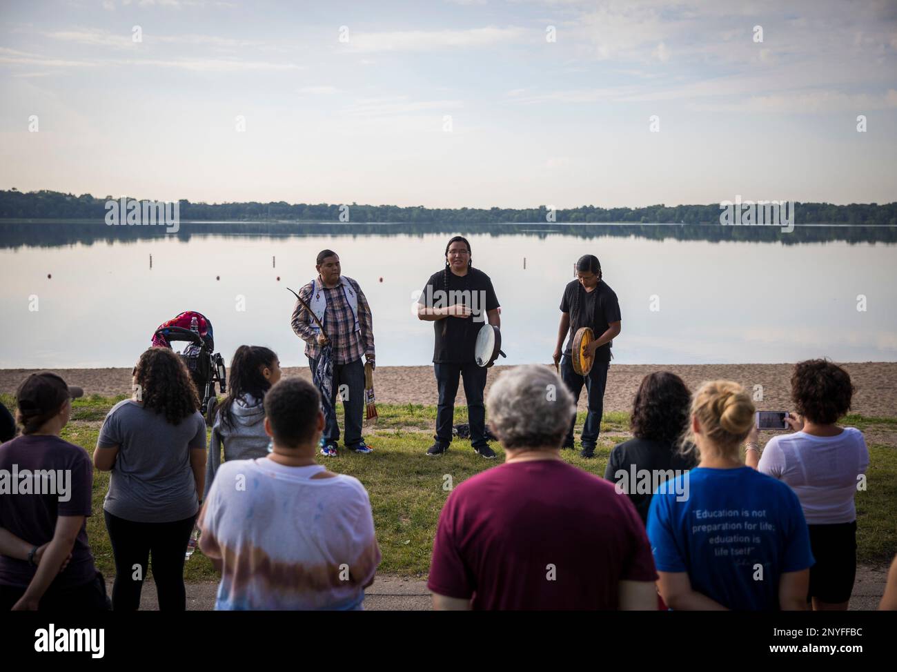 People gathered for a prayer session and song led by Daryl Kootenay ...