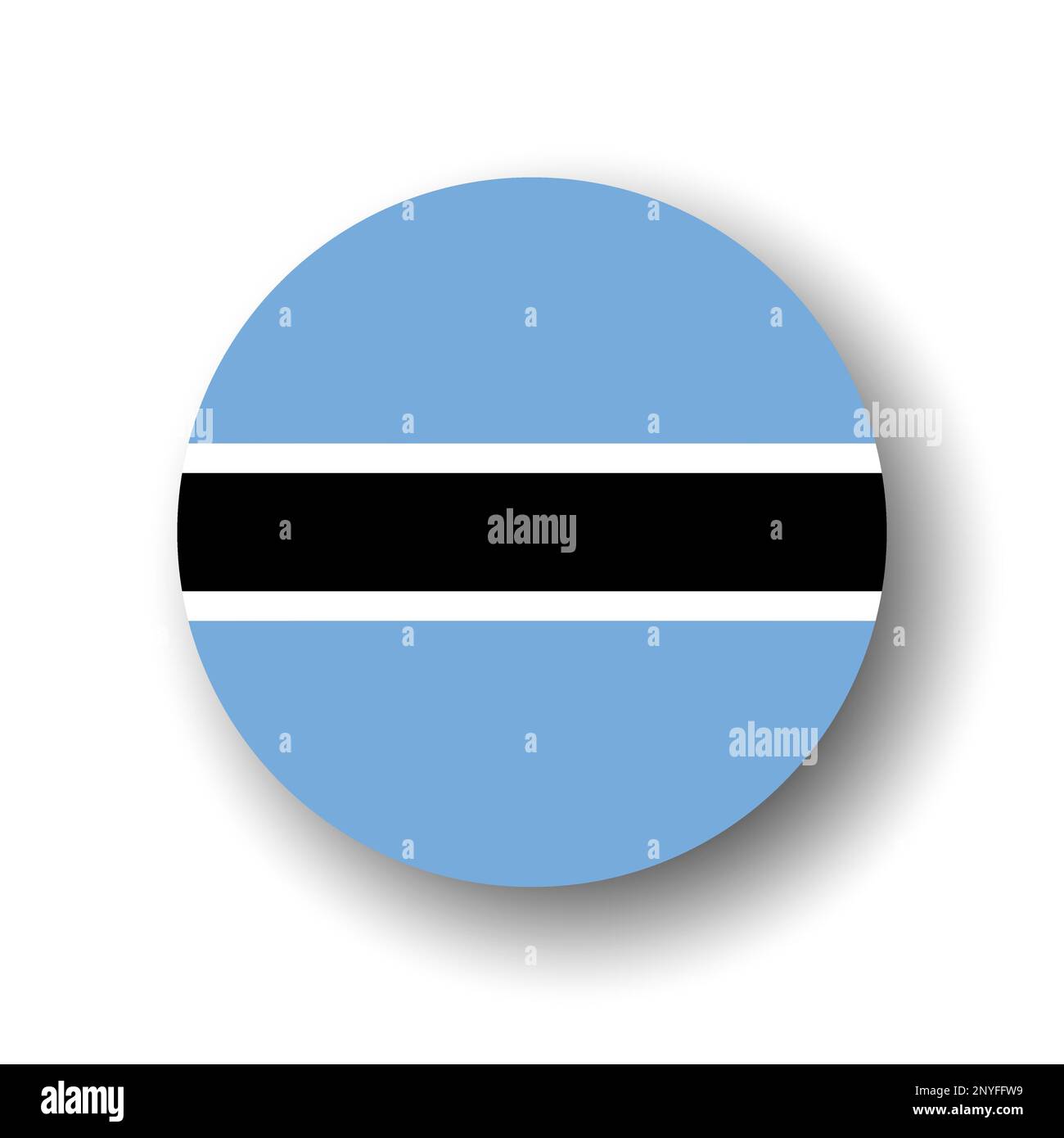 Botswana flag - flat vector circle icon or badge with dropped shadow ...