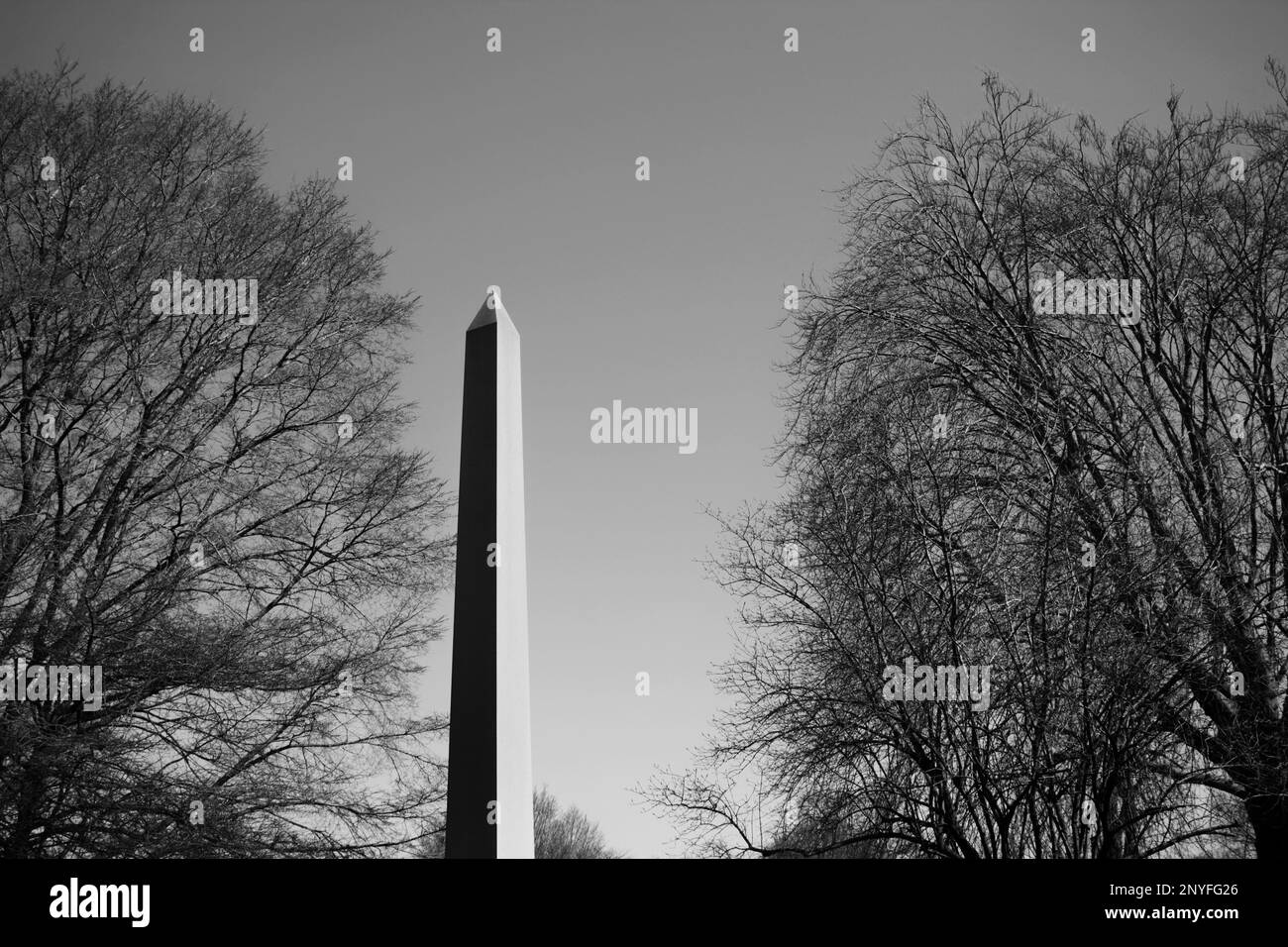 A simple typical monolith obelisk standing in the meadow in a black and ... A simple typical monolith obelisk standing in the meadow in a black and ...
