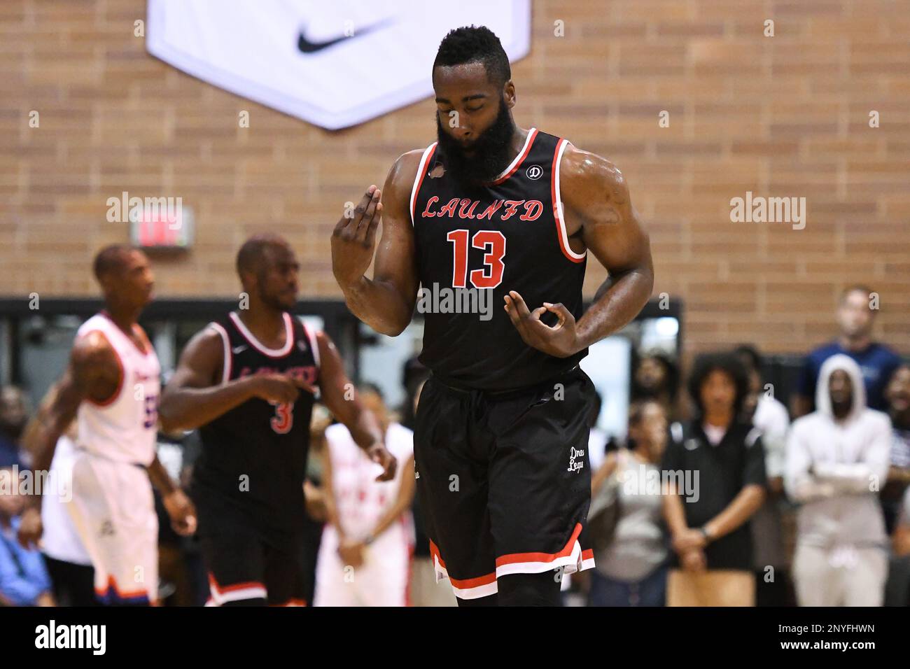 LOS ANGELES, CA - JULY 30: Houston Rockets guard James Harden puts up ...