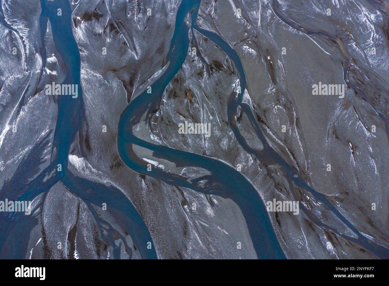 From above drone view of river estuary in Iceland Stock Photo - Alamy