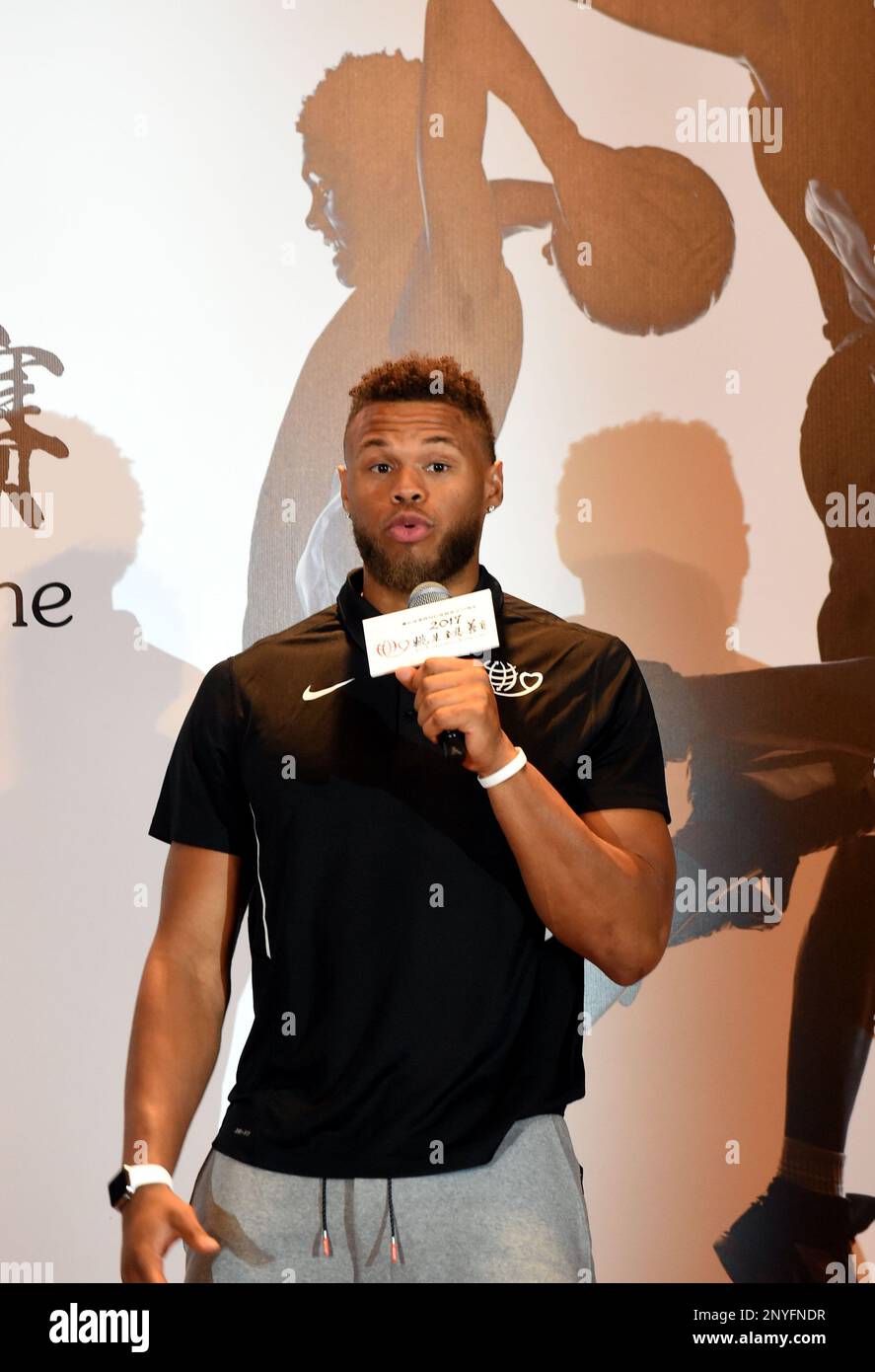 American basketball player Justin Anderson of NBA attends a press ...