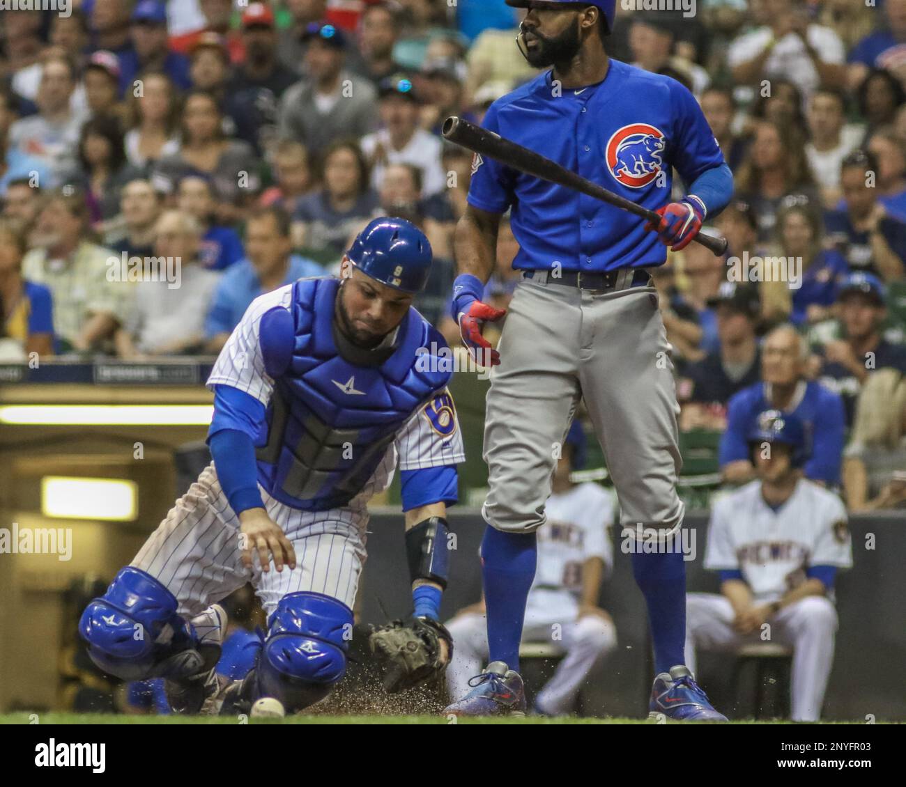 July 28th, 2017 - Milwaukee Brewers catcher Manny Pina (9)scrambles to ...