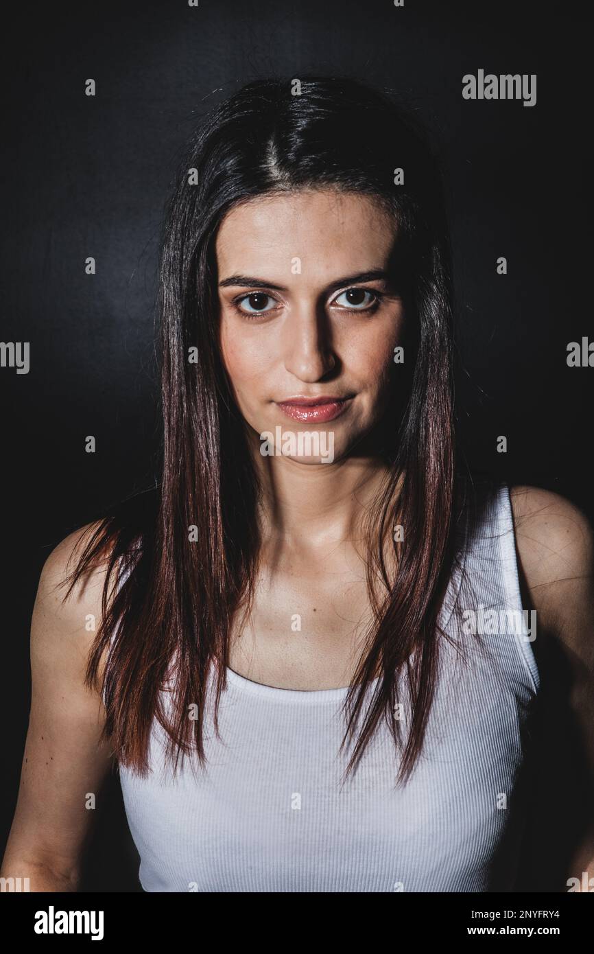 Beautiful lady posing in studio Stock Photo - Alamy