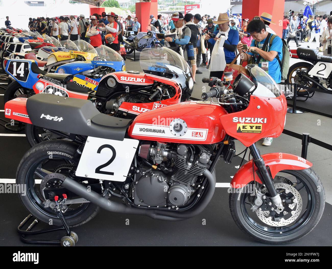 Many motorbikes that were used in the past are on display at the Suzuka ...