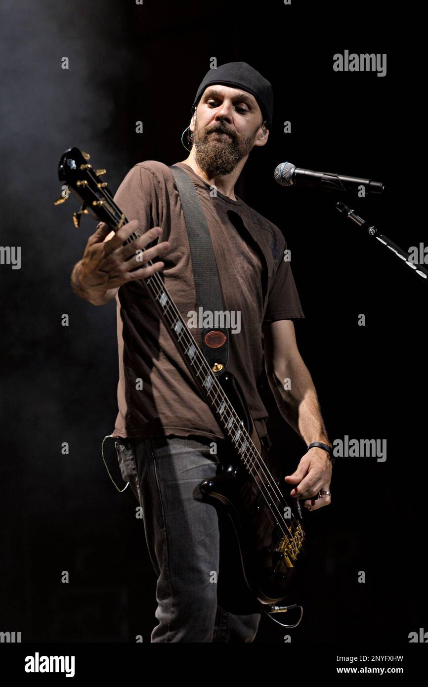 Robbie Merrill of Godsmack performs during the Mayhem Music Festival at ...