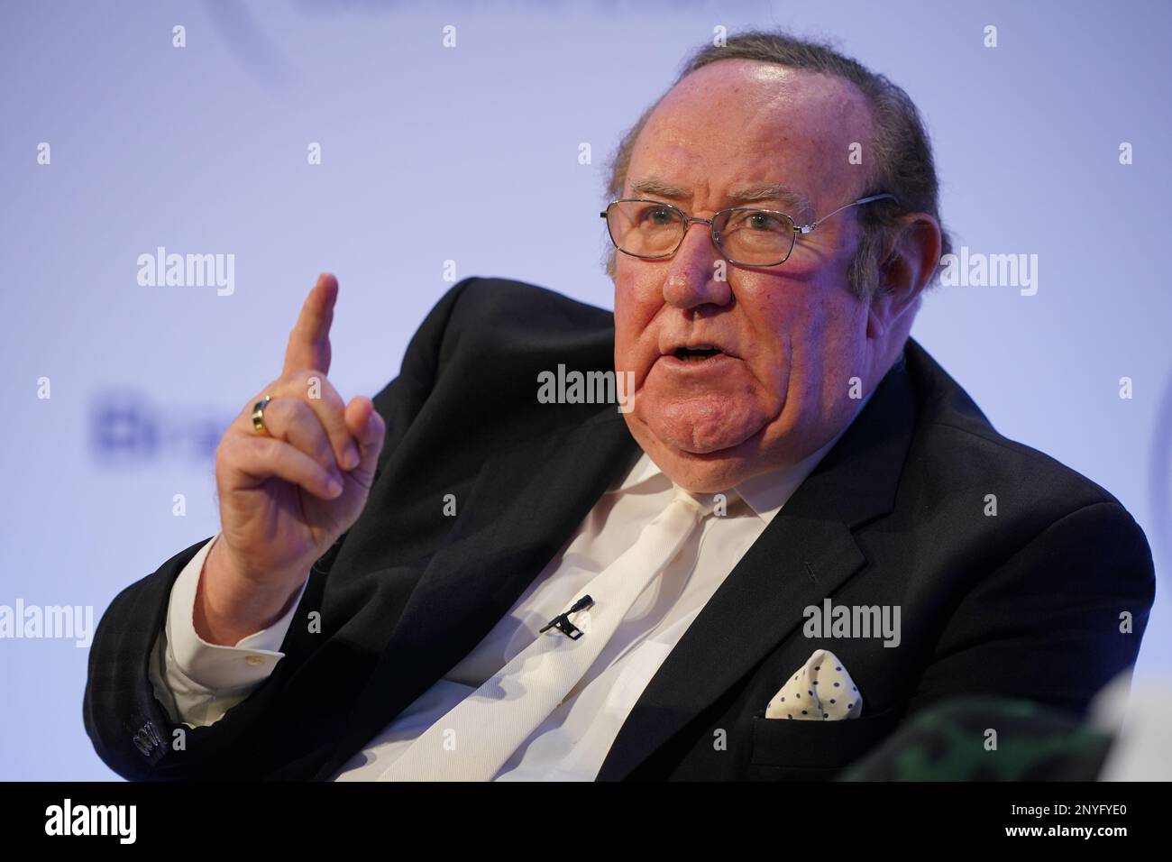 Andrew Neil speaking during the Global Soft Power Summit at the Queen ...