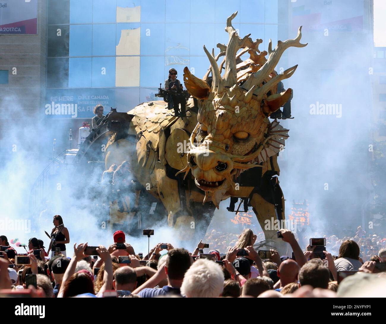 A giant mechanical dragon gets ready to roam the streets of Ottawa in a ...