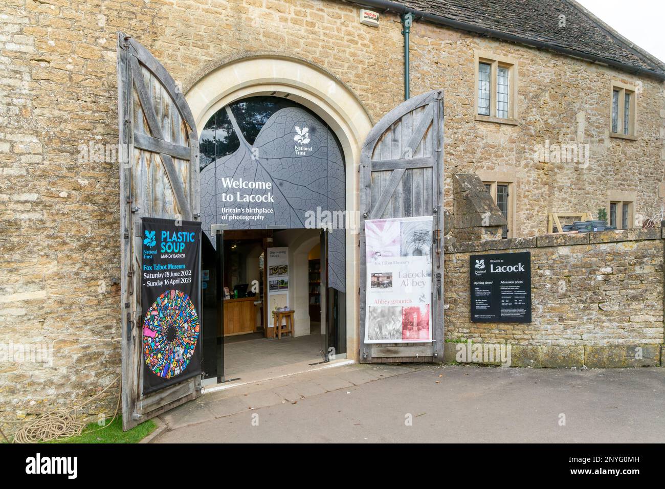 Entrance to National Trust ticket office, Lacock Abbey, Lacock ...