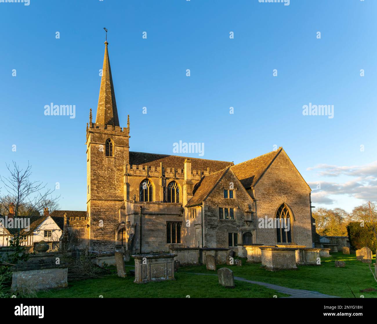 Village parish church of Saint Cyriac, Lacock, Wiltshire, England, UK ...