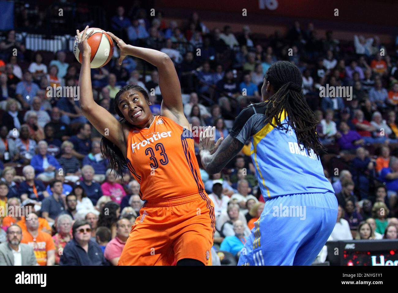 UNCASVILLE, CT - JULY 25: Connecticut Sun forward Morgan Tuck (33) and ...
