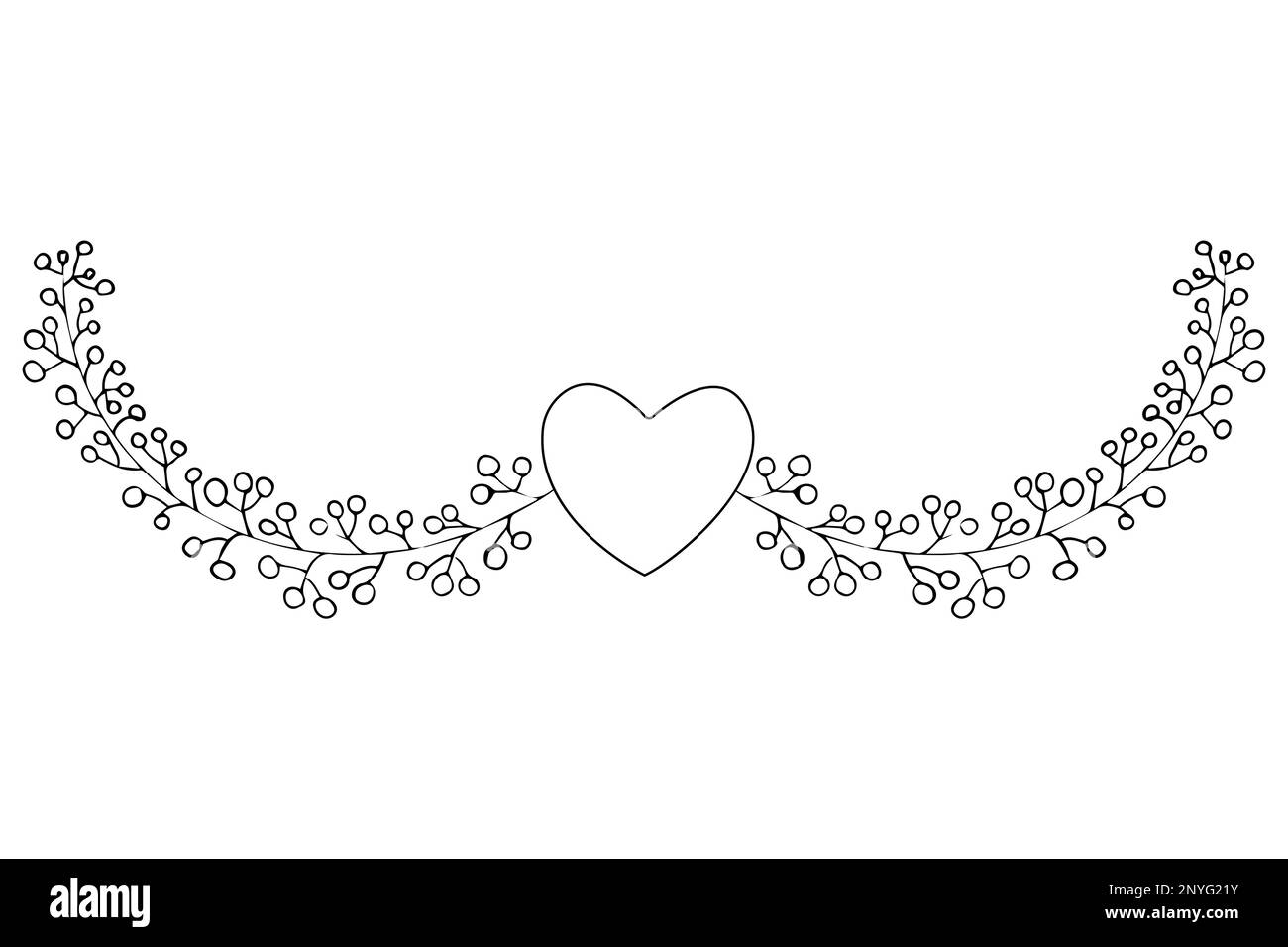 Branch, border black contour, wreath or border, elegant decoration in ...