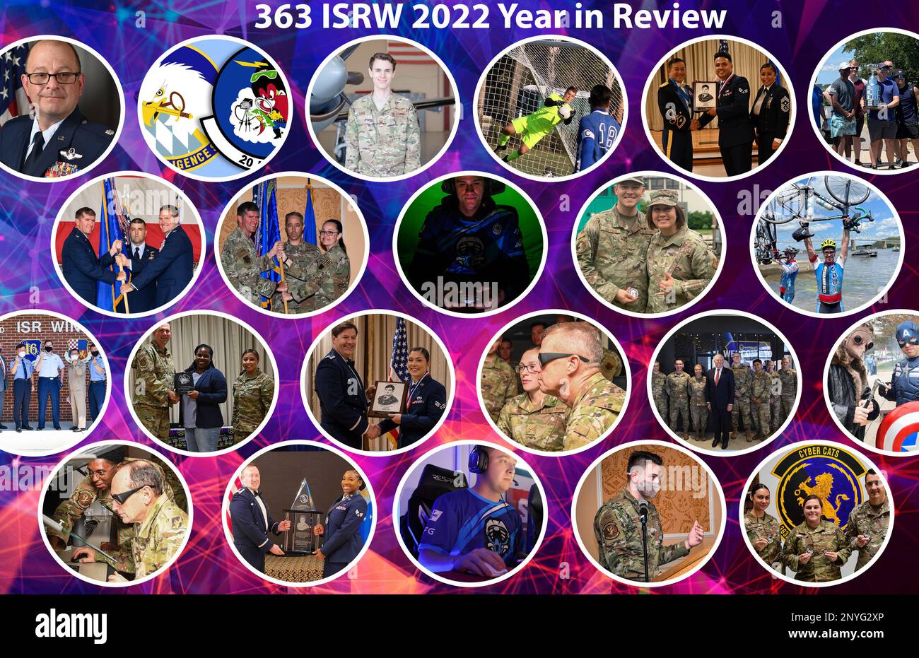 A collection of photos of accomplishments and events from the 363d Intelligence, Surveillance ...
