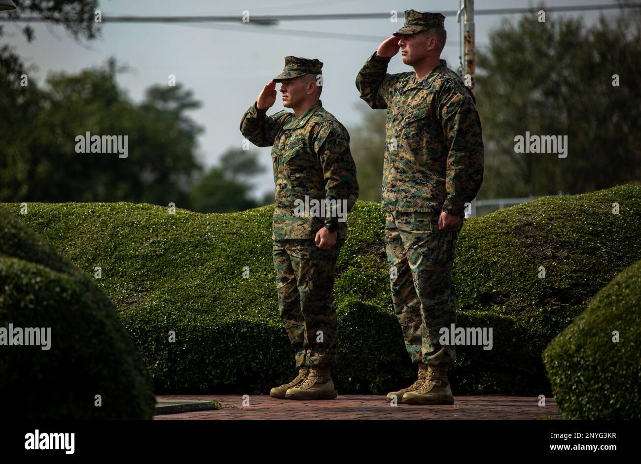 U.S. Marine Corps Col. Kyle Phillps, left, commanding officer of ...