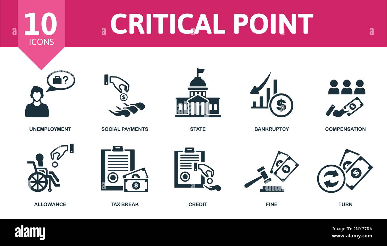 Critical Point set icon. Editable icons critical point theme such as ...