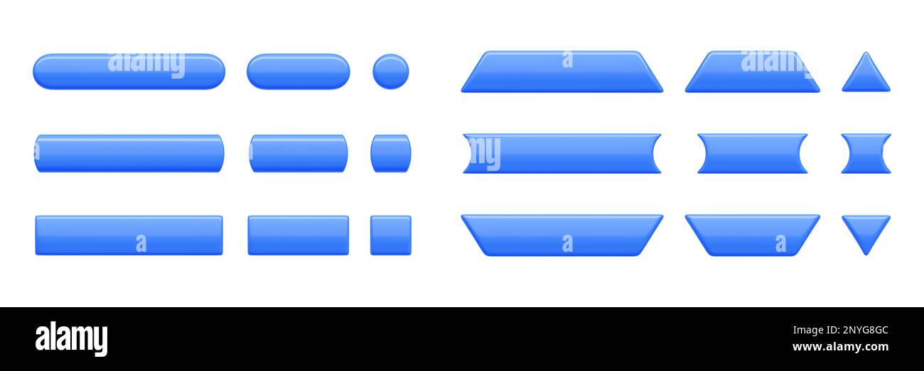 Rectangular long button with rounded and sharp borders 3d render ...