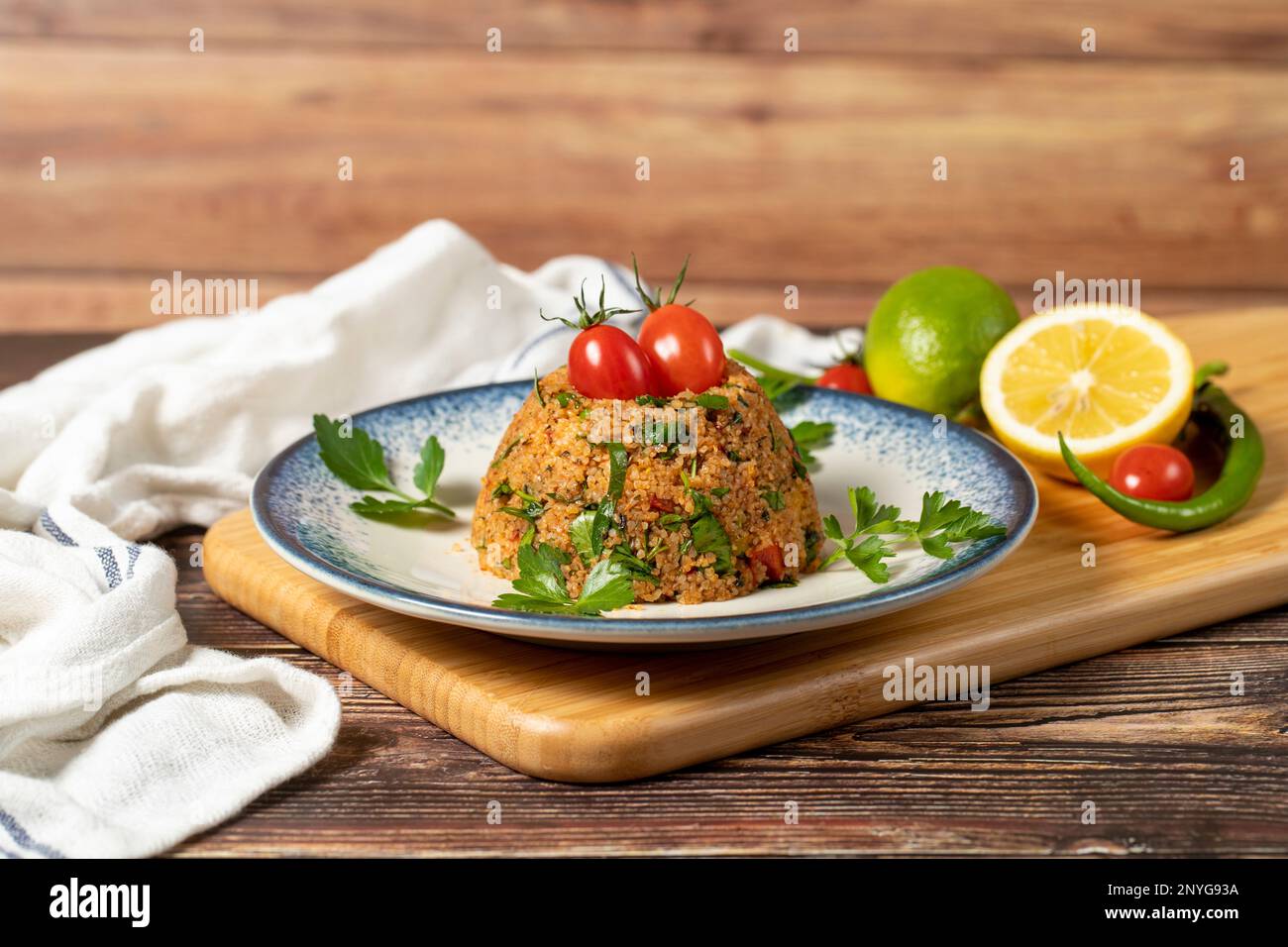Bulgur pilaf with vegetables. Turkish cuisine delicacies. fine bulgur ...
