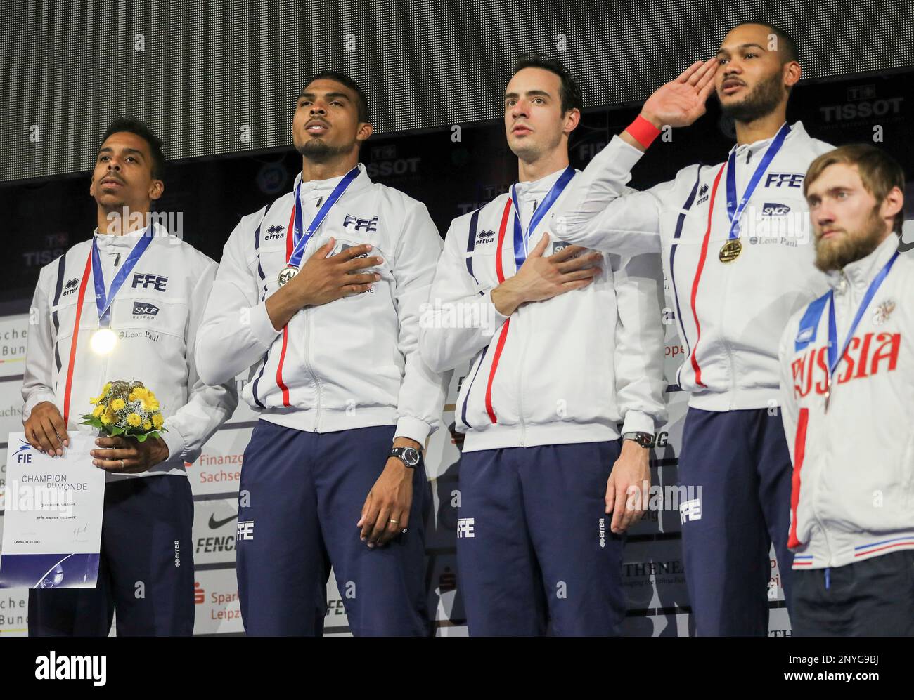 From left: Epee fencers Jean-Michel Lucenay, Yannick Borel, Ronan ...