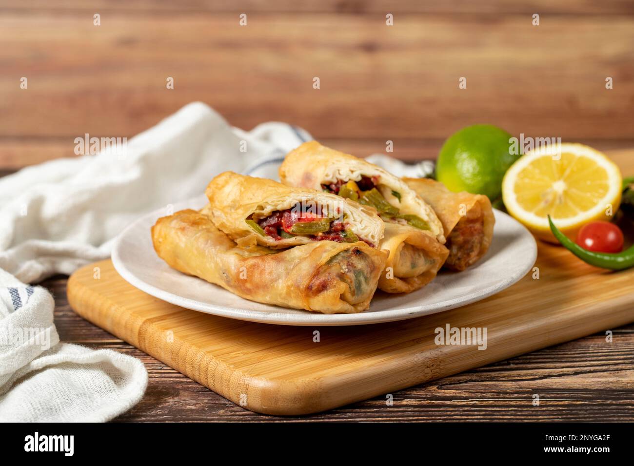 Pacanga pastry. Turkish cuisine delicacies. Pastry made with phyllo ...